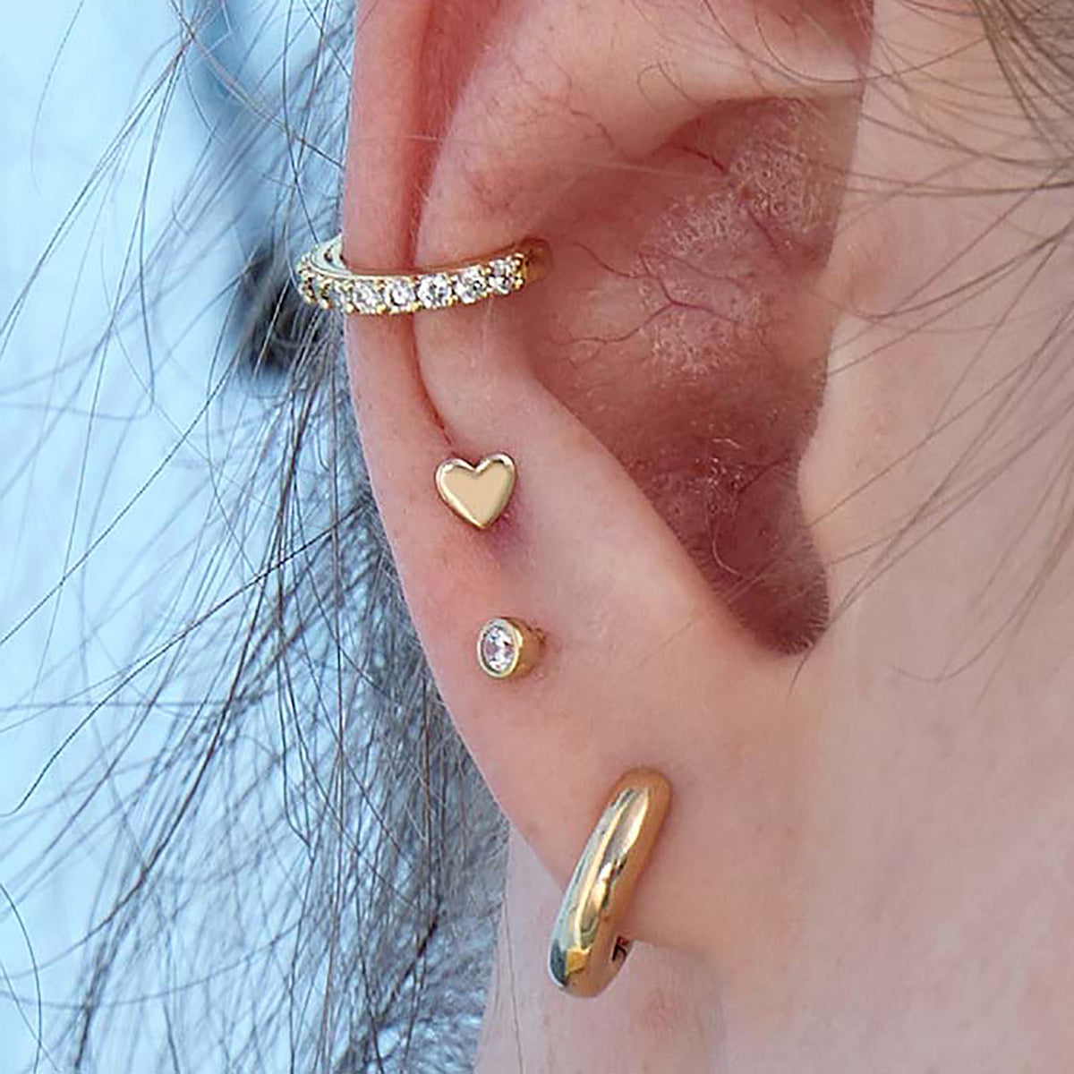 Adorn Cute Heart & Moon Ear Piercing 16G Earring Stud – MyBodiArt