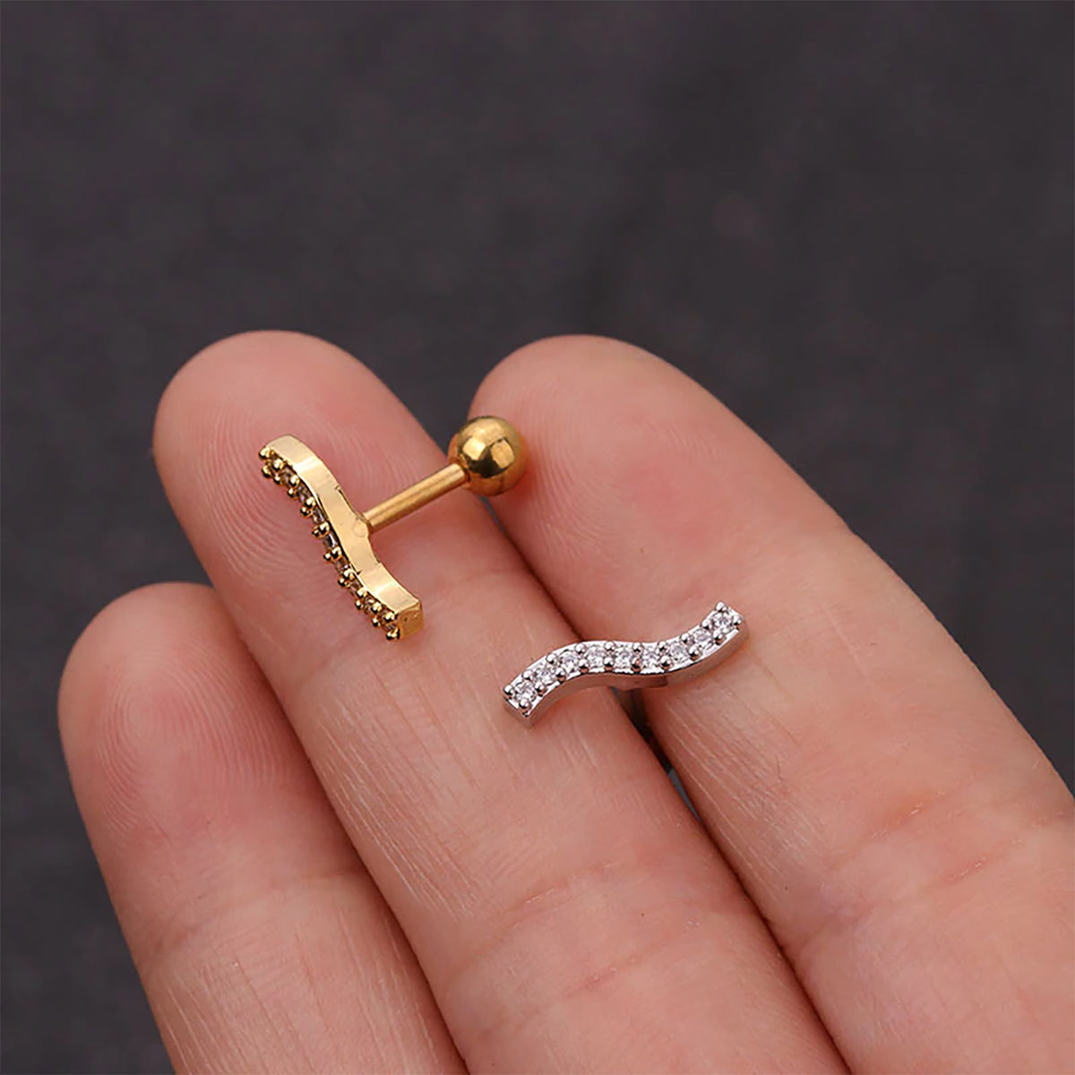 Antonella Crystal Flower Climber Ear Piercing Jewelry Earring Studs 16 – MyBodiArt