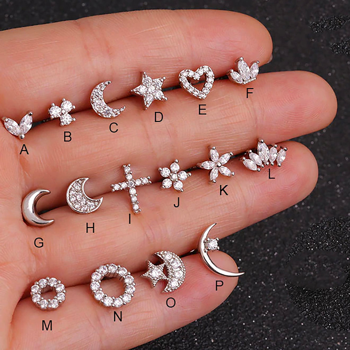 Kizo Crystal Gold / Silver Ear Piercing Jewelry Earring Studs 16G ...