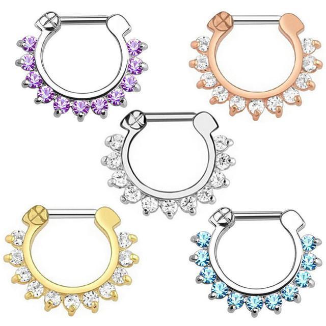 Daith Piercing Jewelry Swarovski Crystal Clicker Hoop - Ear Piercings ...