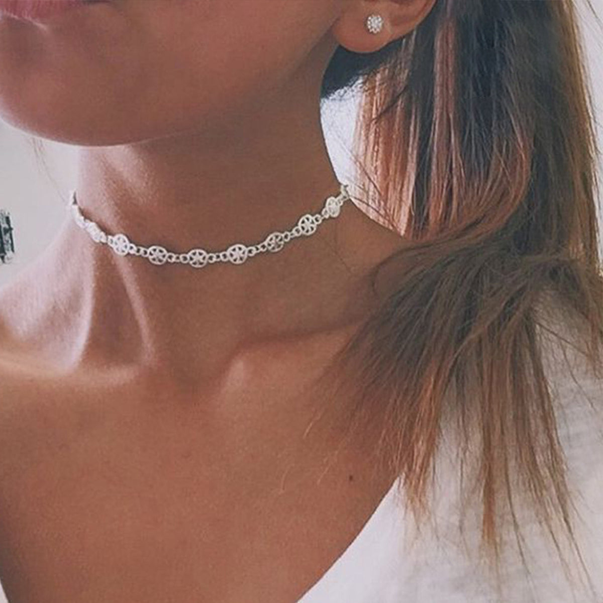 Pandora Cute Star Hexagram Collar Choker Necklace in Silver – MyBodiArt