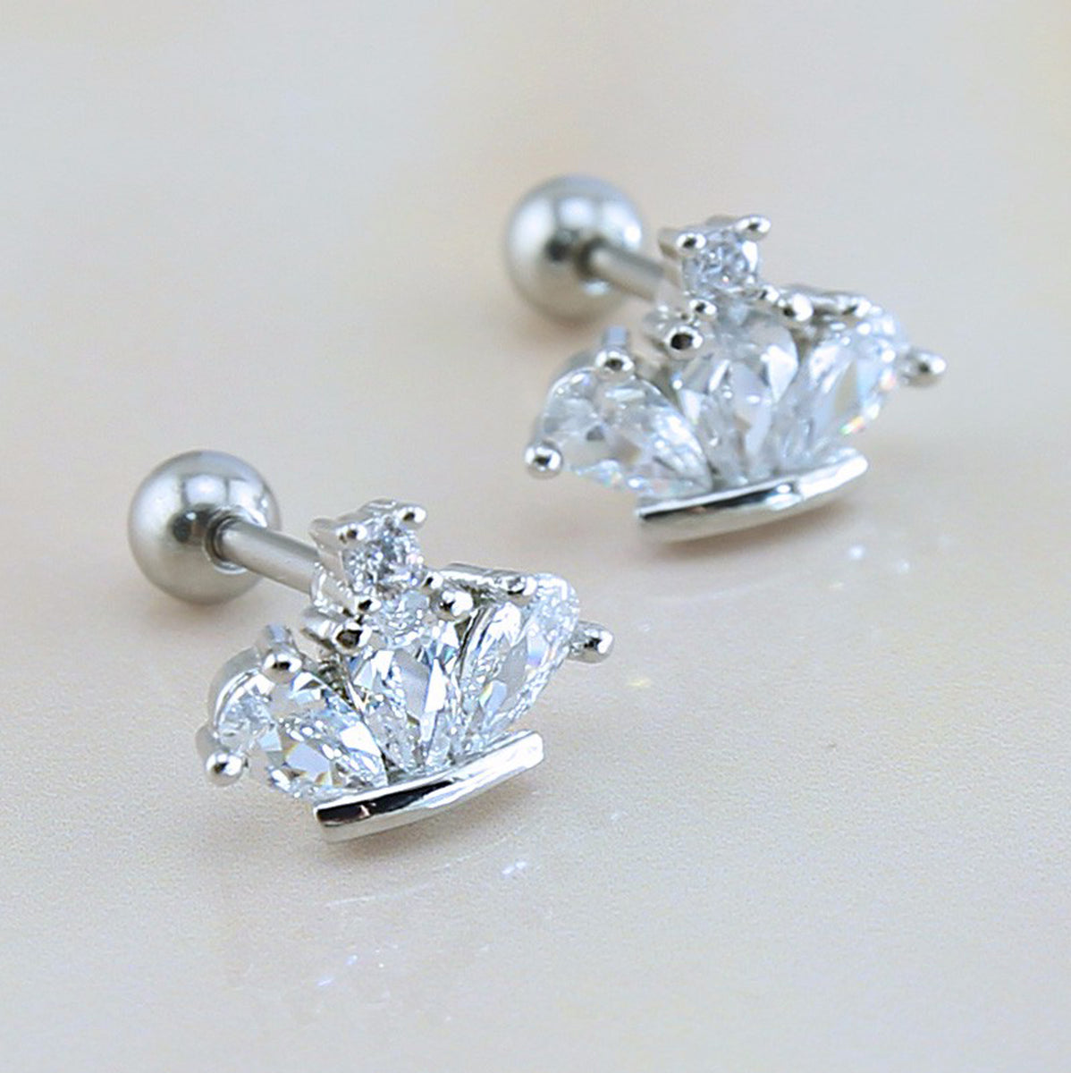Farella Crystal Crown 16G Ear Piercing Jewelry for Cartilage, Conch ...