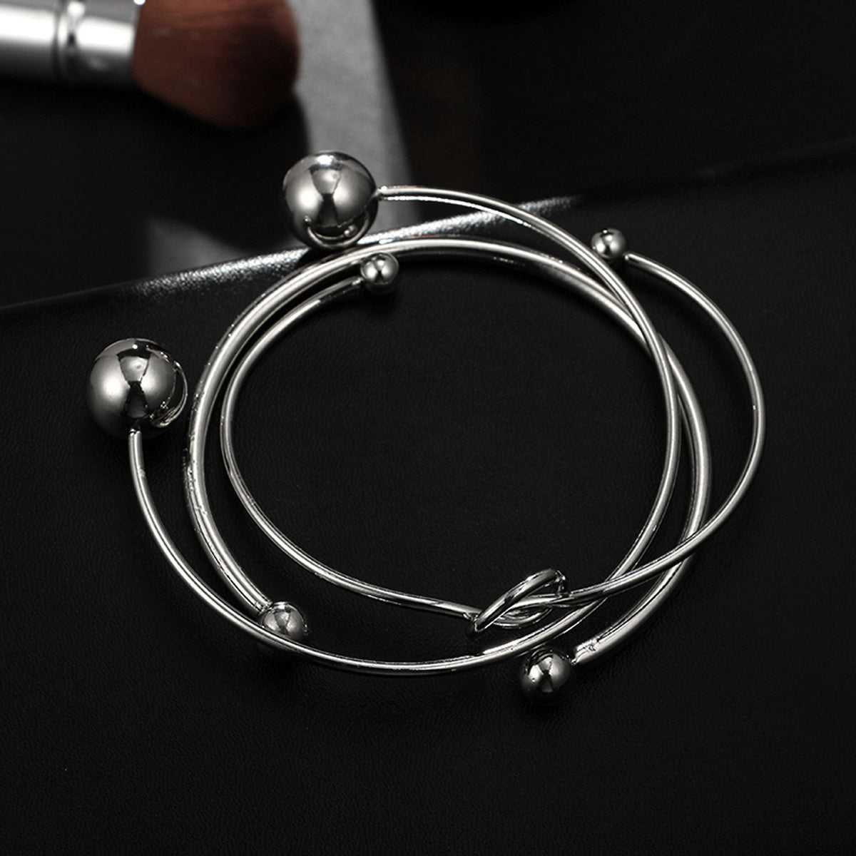 Tamara Trendy Simple Knot Ball Bangle Bracelet Set in Silver 3 Pieces ...