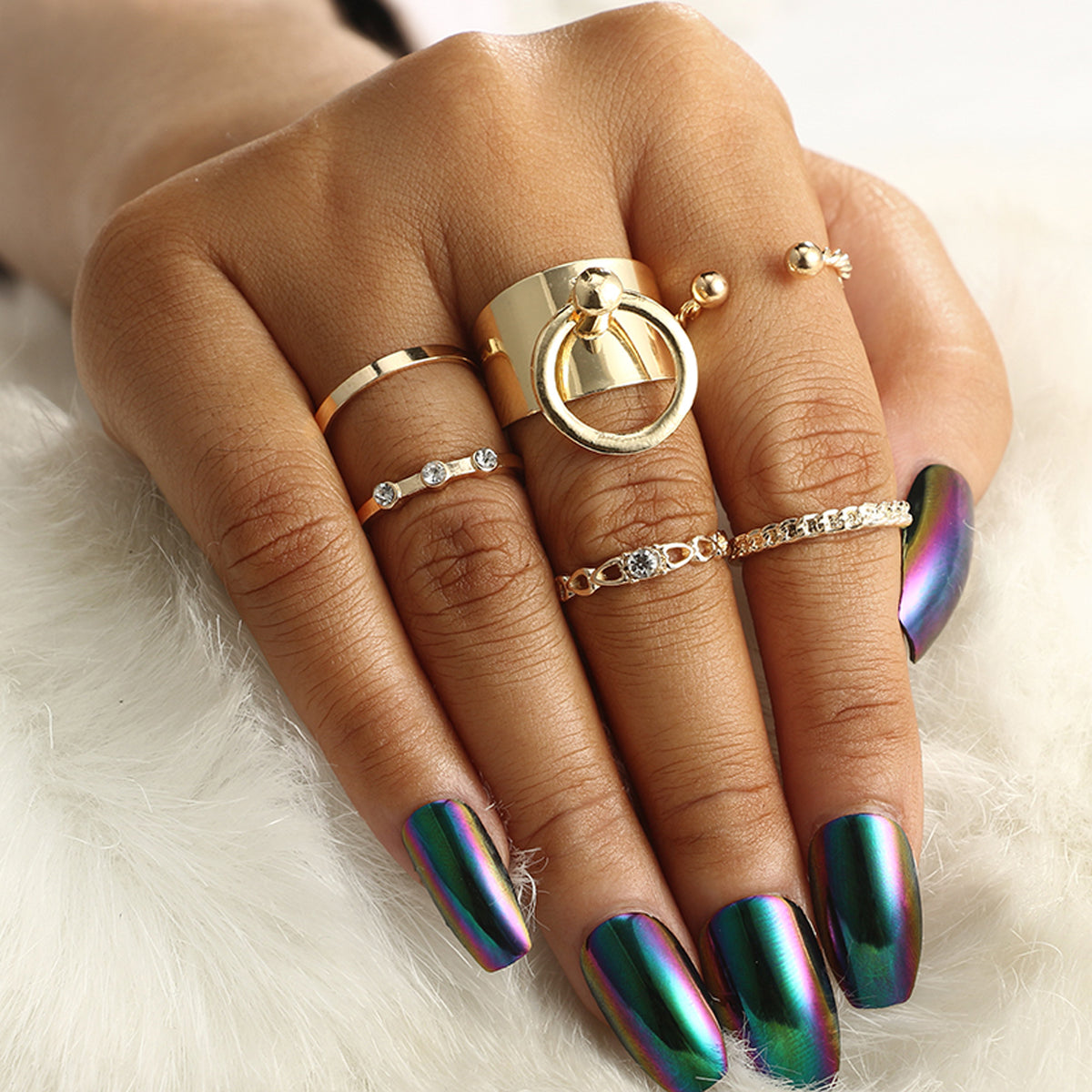 Gracie Chunky Statement Rings & Minimalist Stackable Simple Ring Set i ...