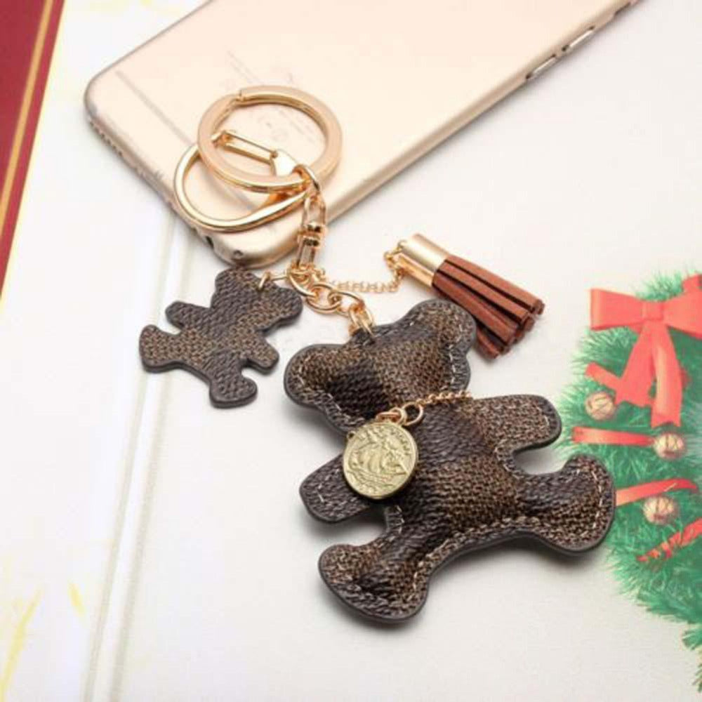 Pookie Checkered Double Teddy Bear Keychain with Tassel – MyBodiArt