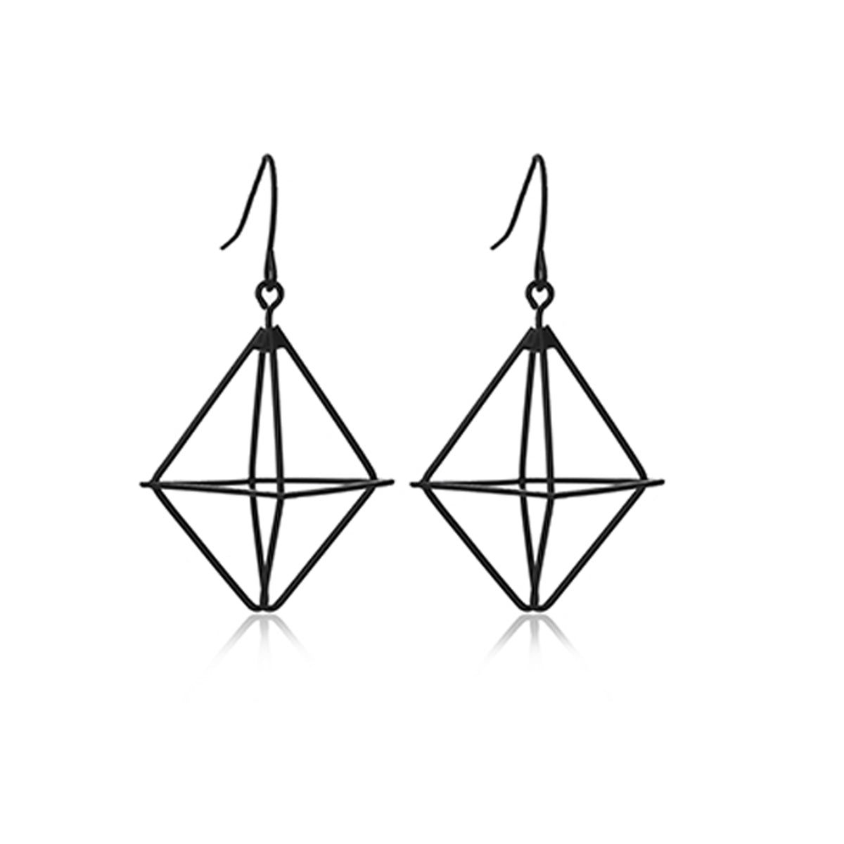 Yasmin Wire Geometric Shape Prism Triangle Diamond Pyramid Dangle Earr ...