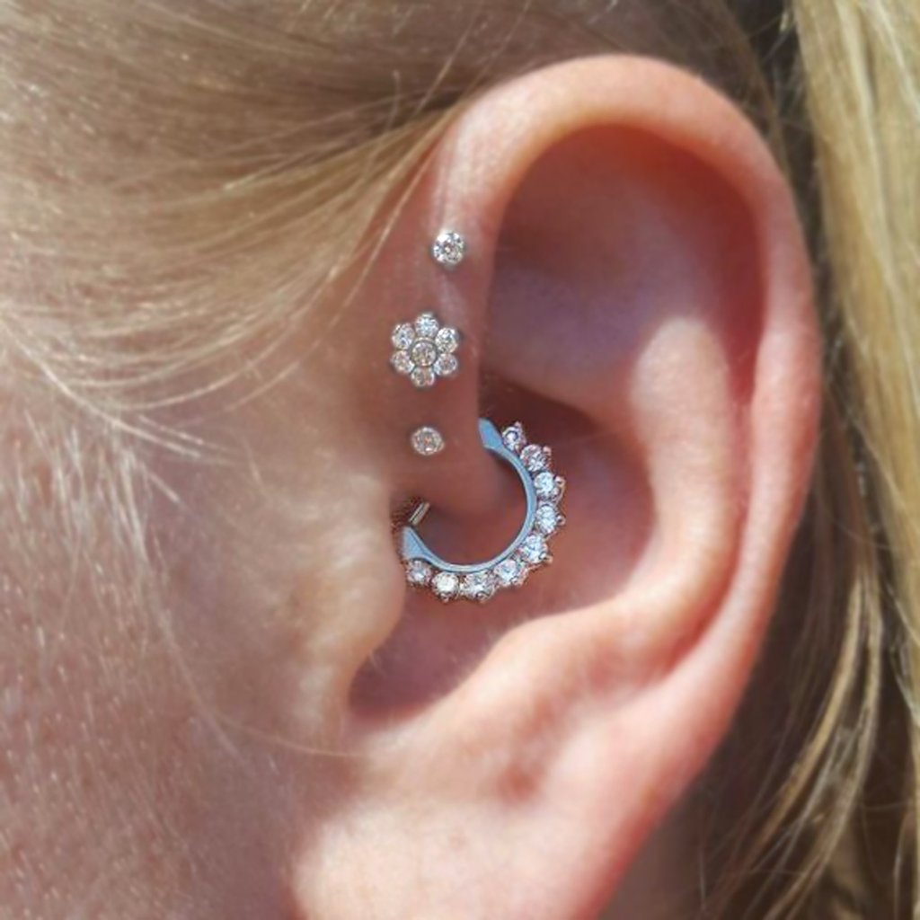 Daith Piercing Jewelry Swarovski Crystal Clicker Hoop - Ear Piercings ...