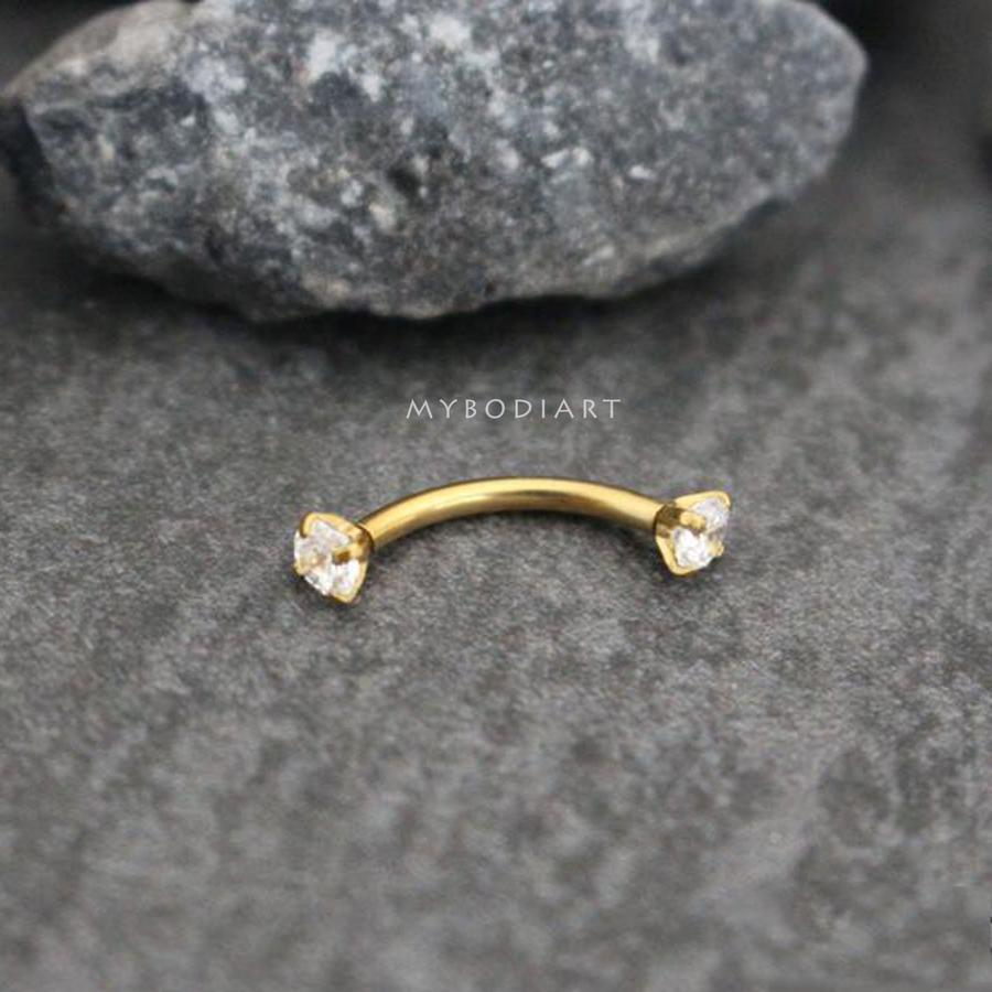 Swarovski 16G Curved Barbell, Rook Piercing Jewelry, Eyebrow Ring ...