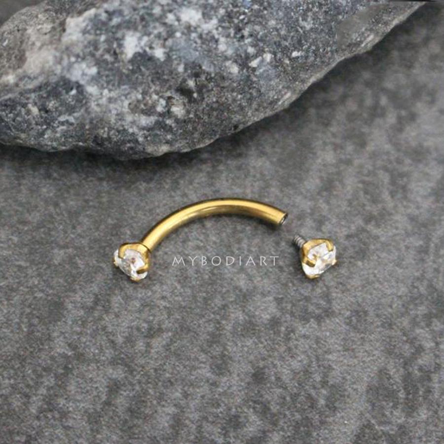 Swarovski 16G Curved Barbell, Rook Piercing Jewelry, Eyebrow Ring ...