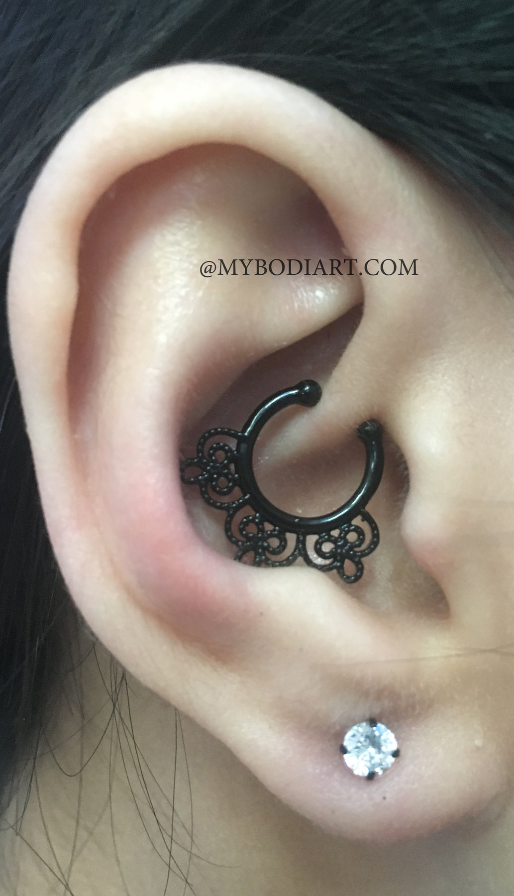 Swarovski Crystal 16G Black Barbell Internally Threaded Helix Earring ...