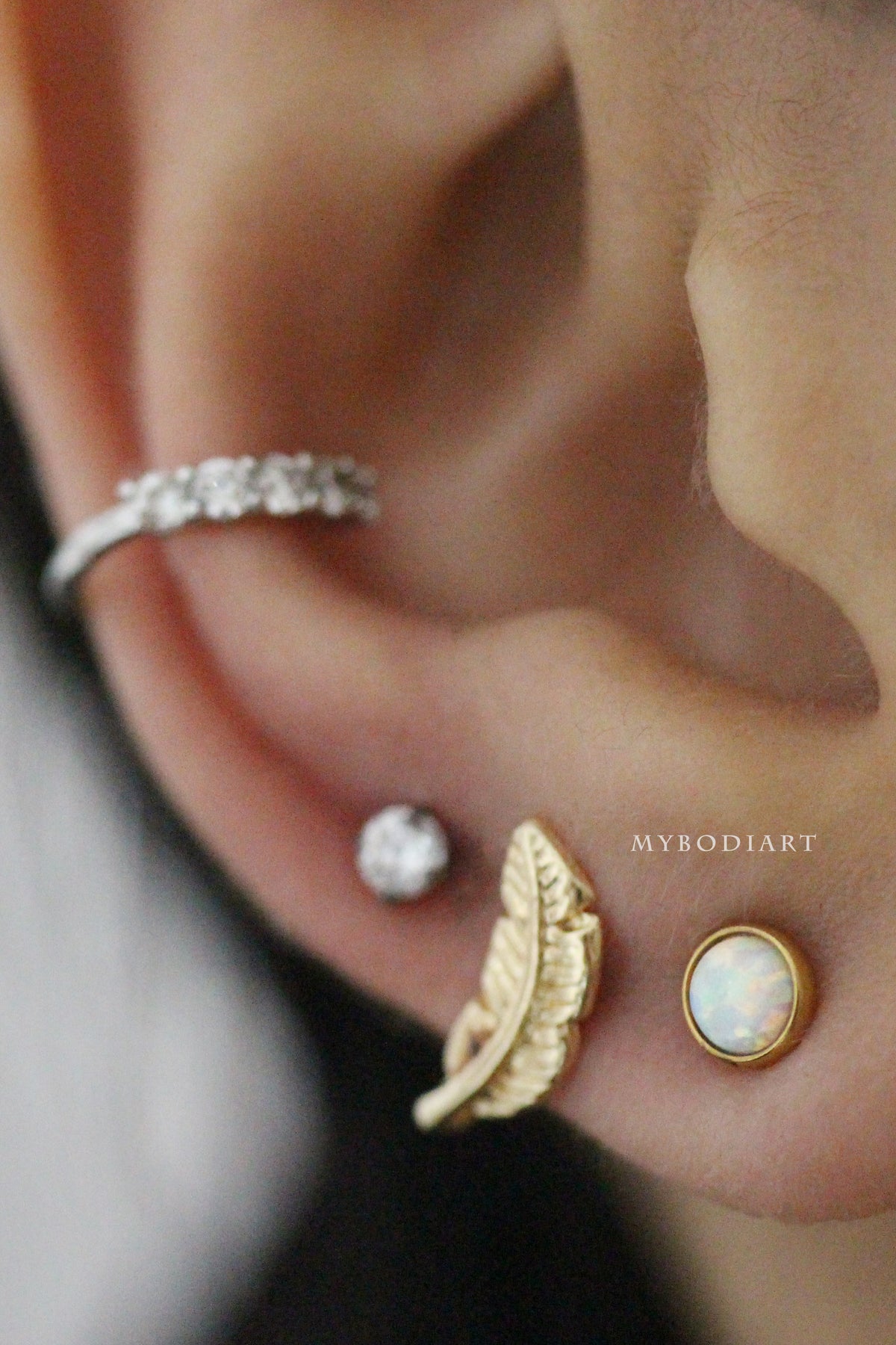 Arie Small Leaf Ear Piercing Jewelry 16G for Cartilage, Helix, Conch ...