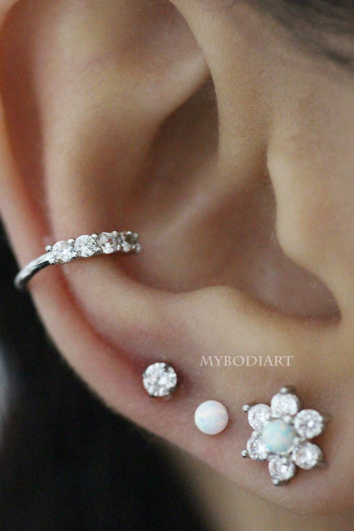 Andromeda Opal Ball 16G Silver Barbell - Ear Piercing, Labret Jewelry ...