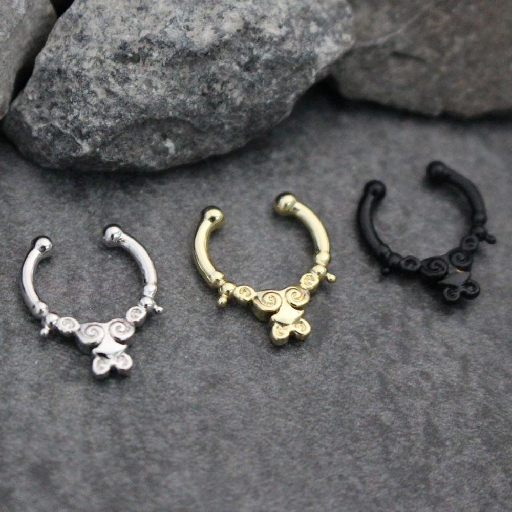 Fake Septum Rings. Faux Septum Jewelry, Septum Clip On – MyBodiArt