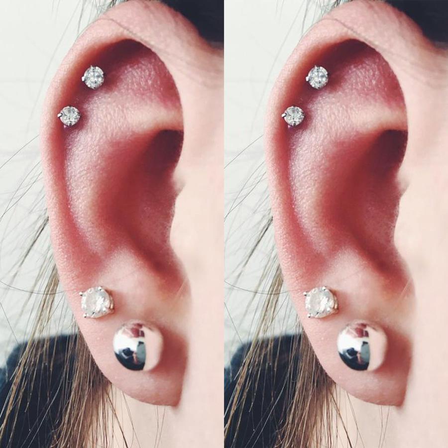 Gemina Double Crystal Ear Piercing Stud – MyBodiArt