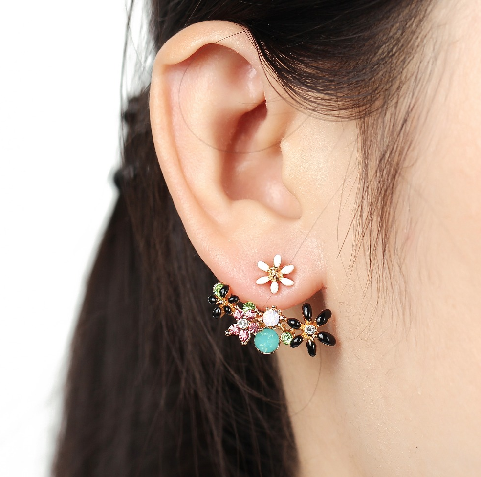Zora Floral Flower Ear Jacket Earring - Cool and Unique Ear Piercing ...