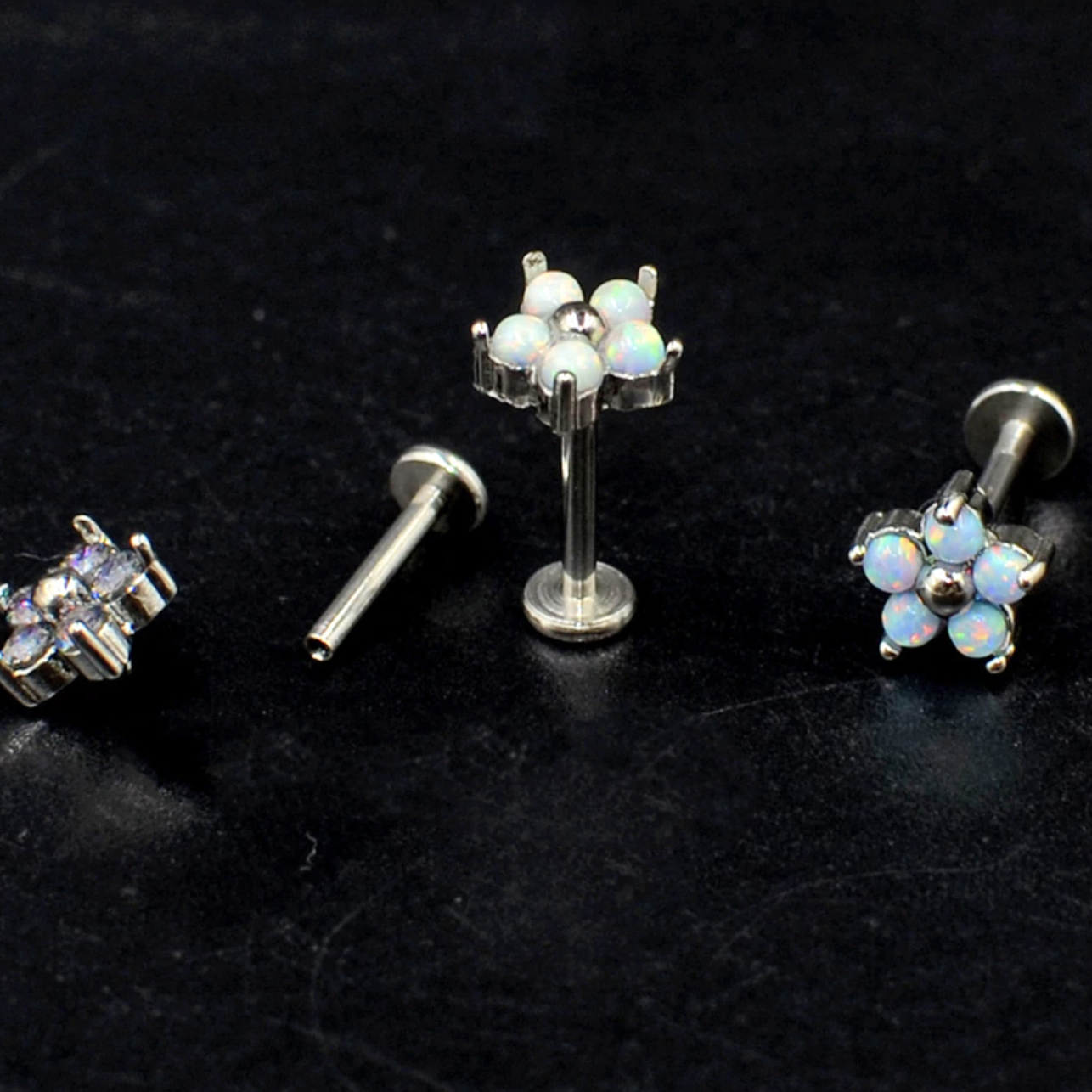 Fiona Opal Flower Ear Piercing Earring Labret Jewelry in Silver 16G ...