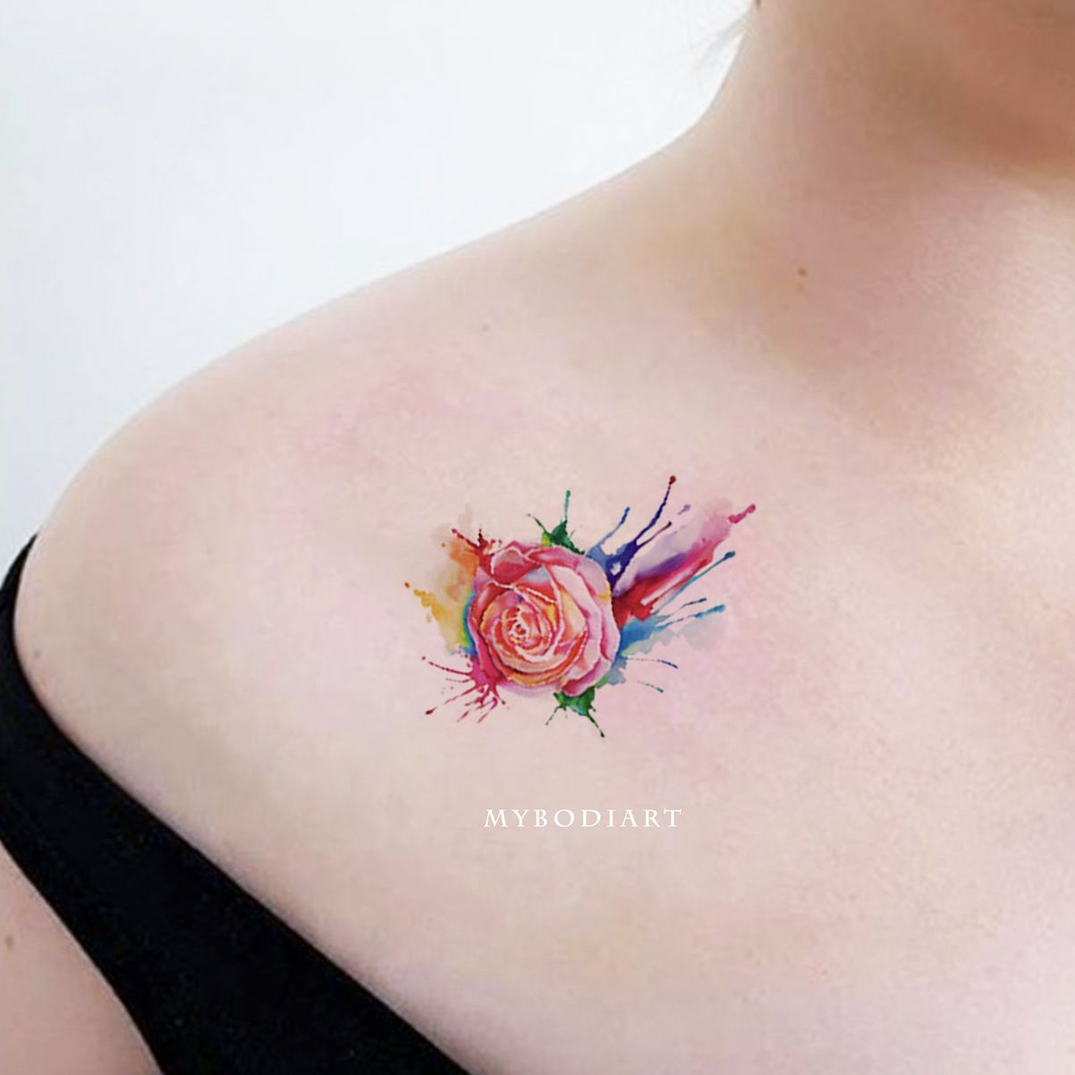 Rita Colorful Watercolor Melting Splat Floral Rose Flower Temporary Ta ...
