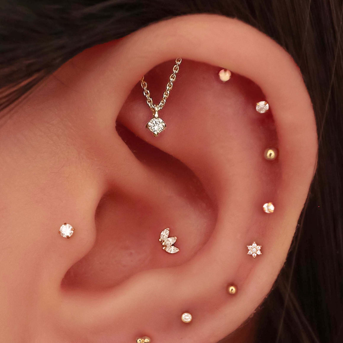 Glitz Hidden Helix Ear Piercing Earring Stud 16G – MyBodiArt