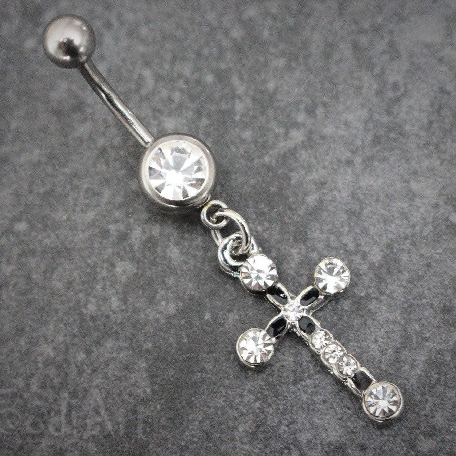 Cross Belly Ring, Cross Belly Button Rings, Navel Piercing, Belly ...