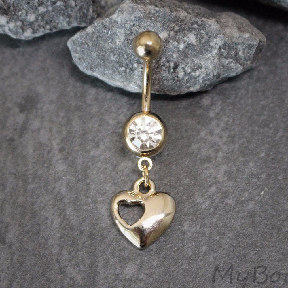 Heart Belly Button Ring in Rose Gold, Navel Piercing – MyBodiArt