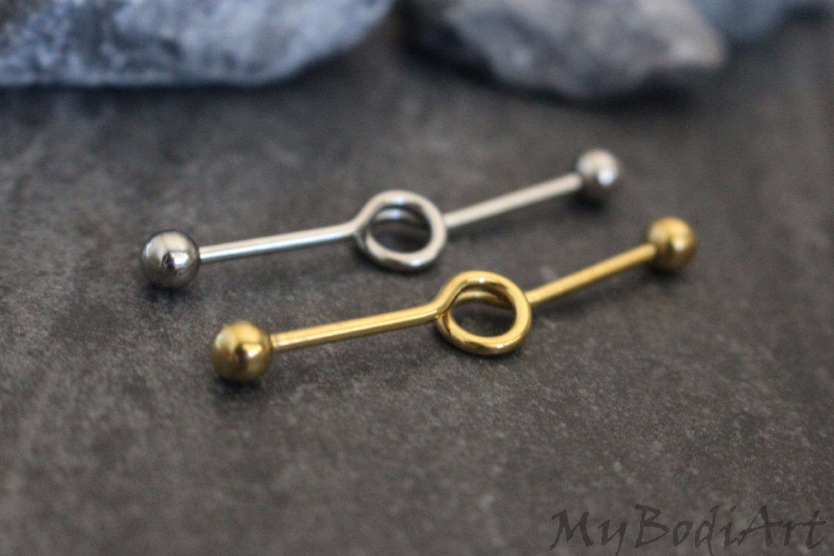 Industrial Barbell in Silver or Gold, Gold Industrial Piercing, Silver ...