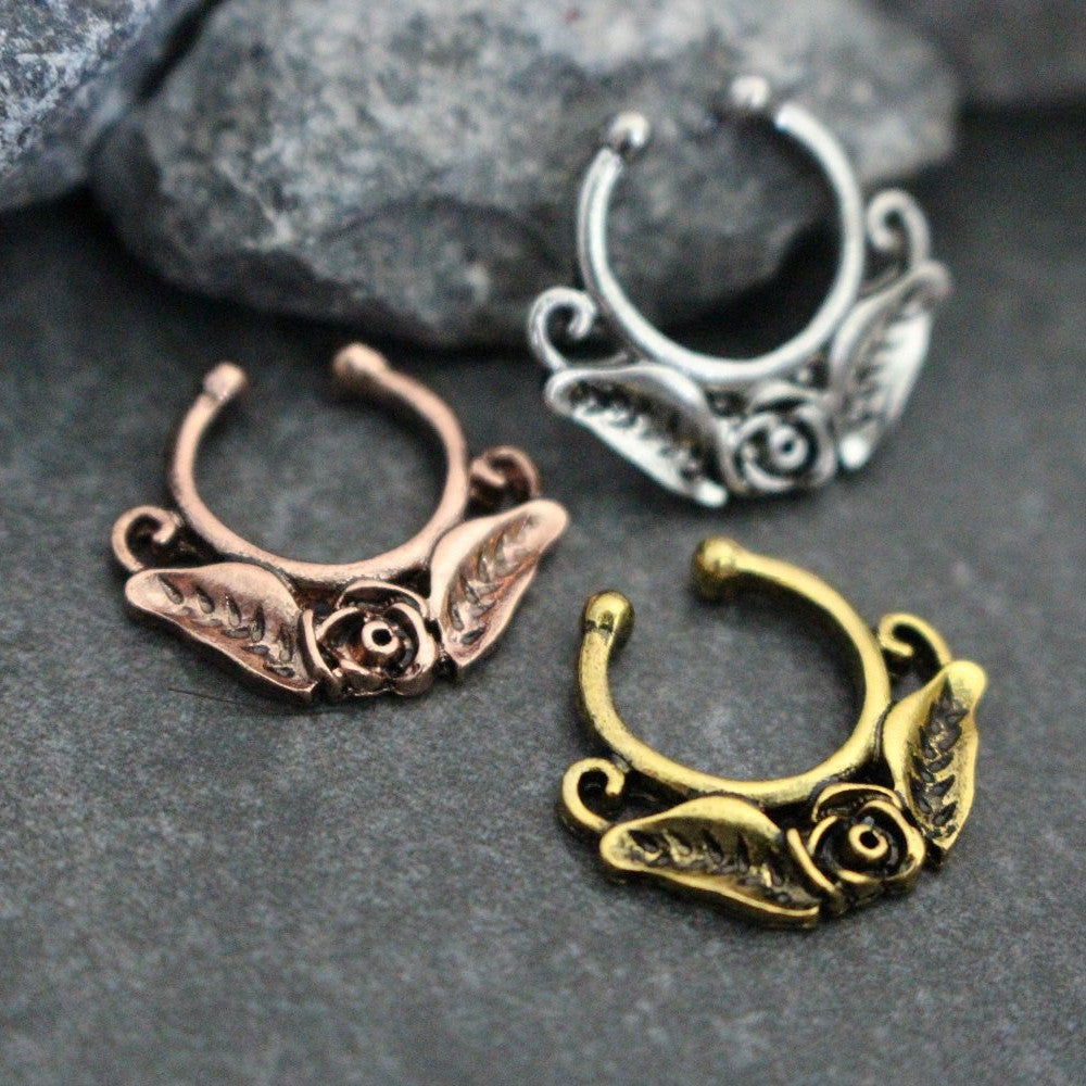 Fake Septum Rings. Faux Septum Jewelry, Septum Clip On – MyBodiArt