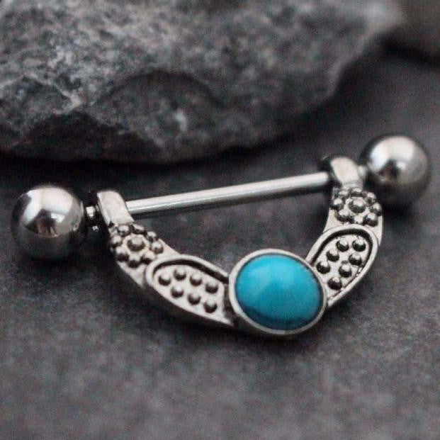 Turquoise Nipple Jewelry, Nipple Ring, Nipple Barbell, Opal, Stone ...