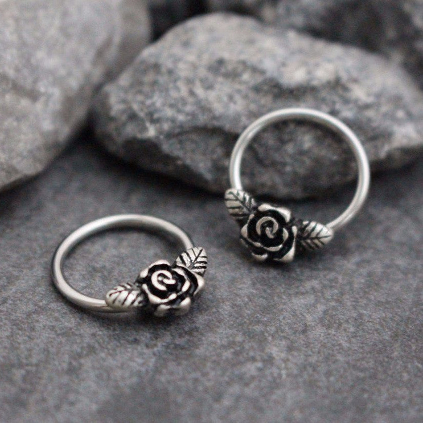 Rose Captive Bead Ring 14G, Septum Ring, Nipple Ring – MyBodiArt