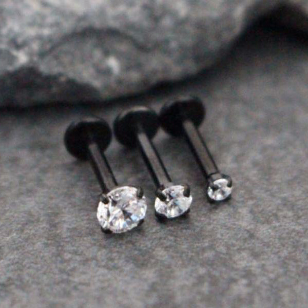 Swarovski Crystal 16G Black Barbell Internally Threaded Helix Earring ...