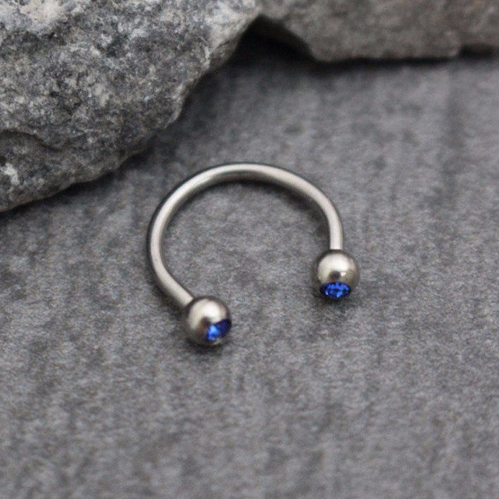 Horseshoe Barbell in Dark Blue Crystals, Septum Ring, Septum Jewelry ...