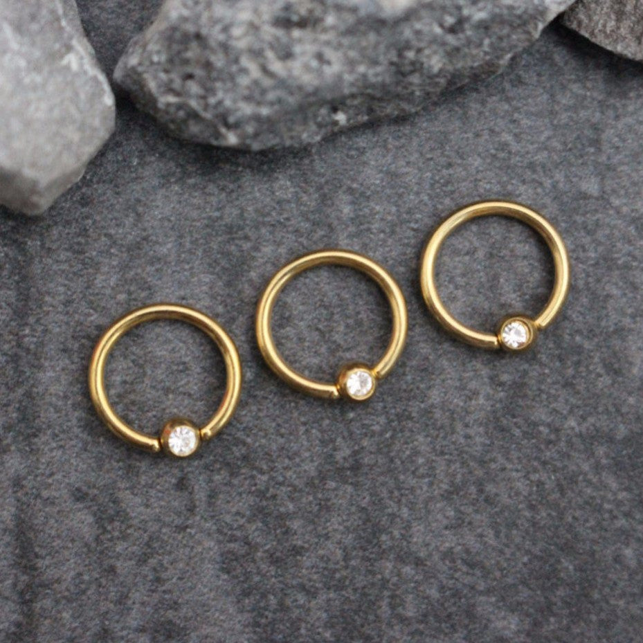 Swarovski Crystal Gold Captive Bead Ring, Helix Earring, Helix Piercing ...