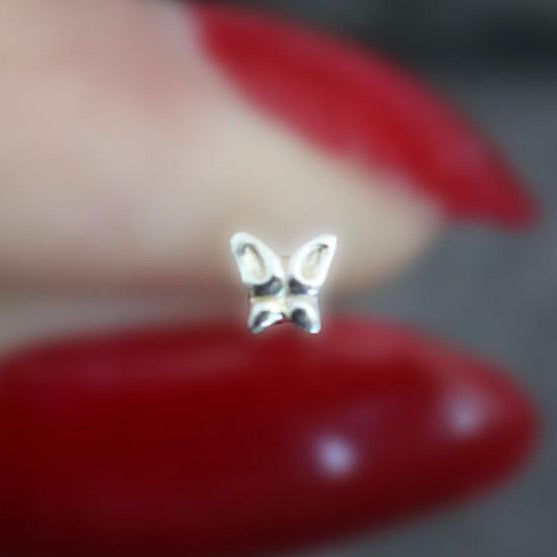 Butterfly Nose Stud, Butterfly Nose Piercing Jewelry in Silver – MyBodiArt