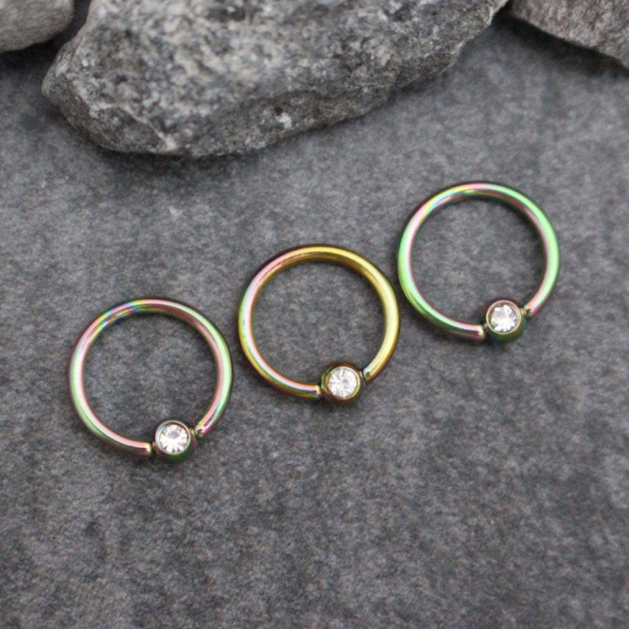 Swarovski Rainbow Helix Earring, Cartilage Earring Hoop, Tragus Ring, Rook Hoops, Daith Ring ...