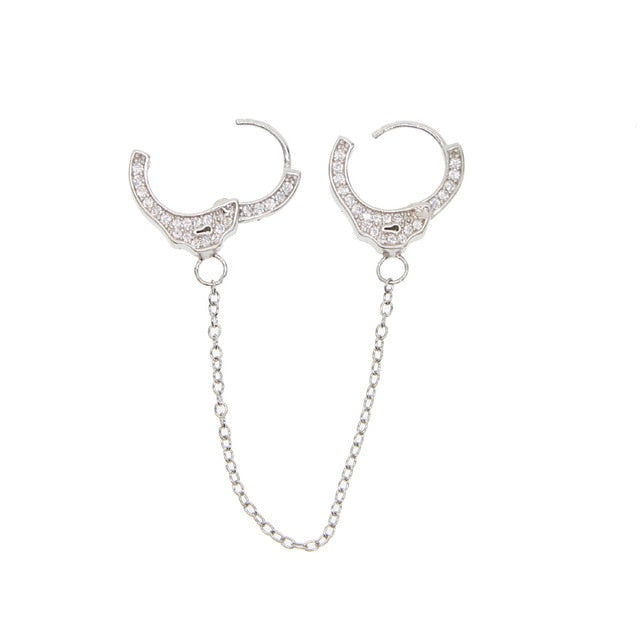 Naya Unique Edgy Handcuff Crystal Pave Hoop Huggie Earrings – MyBodiArt