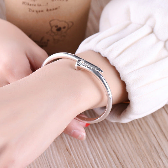 Jet Unique Modern Screw Nail Bangle Bracelet – MyBodiArt