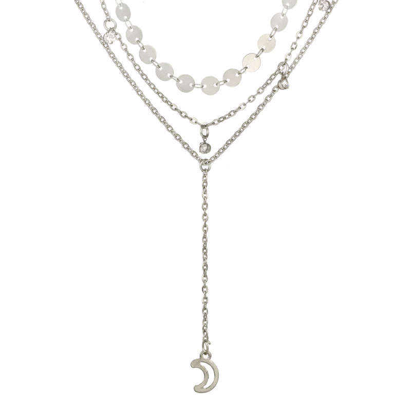 Cosmo Triple Layered Moon Choker Necklace in Silver – MyBodiArt
