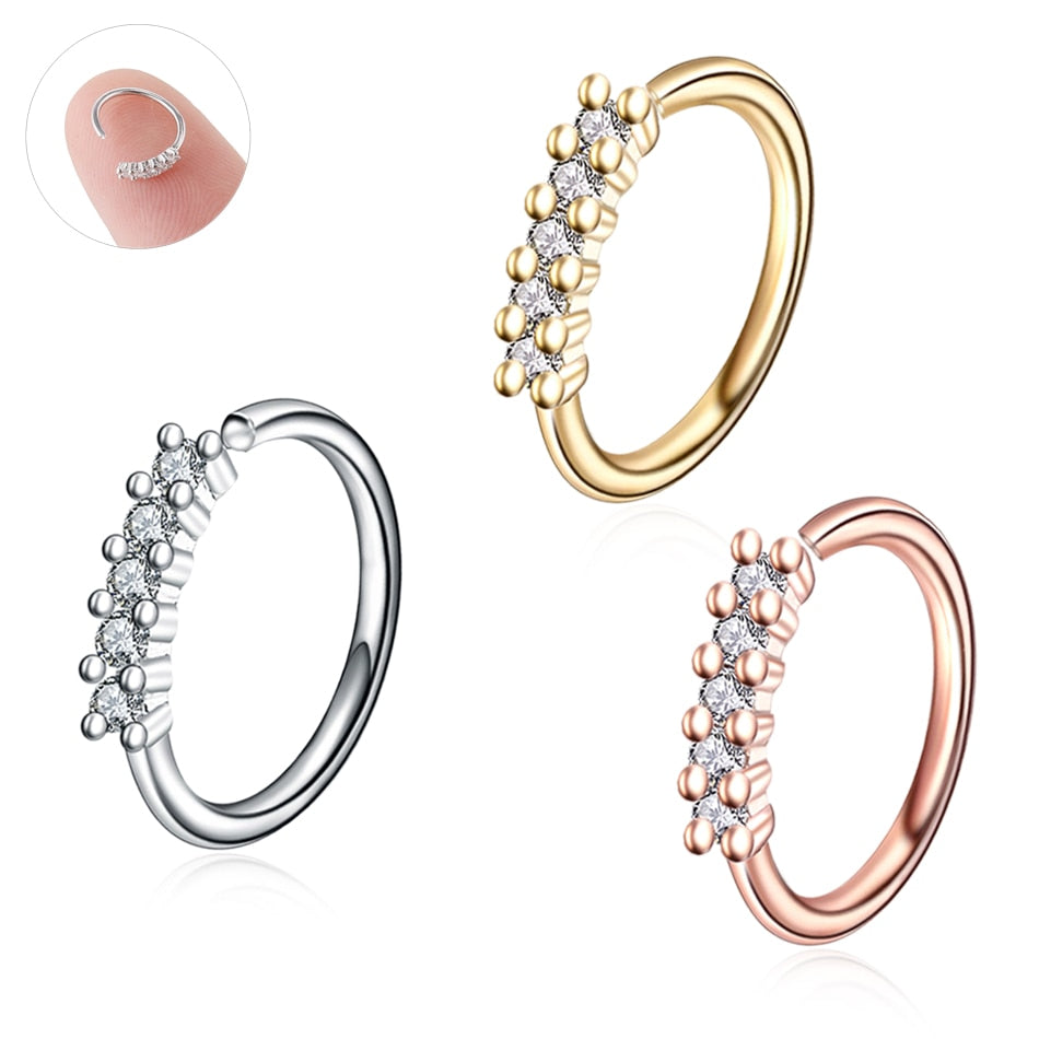 Arianna Crystal Nose / Ear Piercing Earring 18G Ring in Silver – MyBodiArt