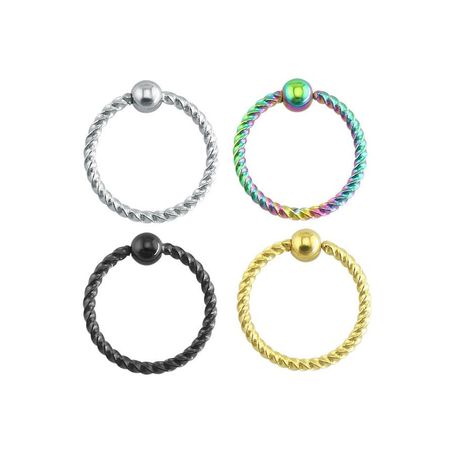 Tinkie Twisted Captive Bead Ring 18G Piercing – MyBodiArt